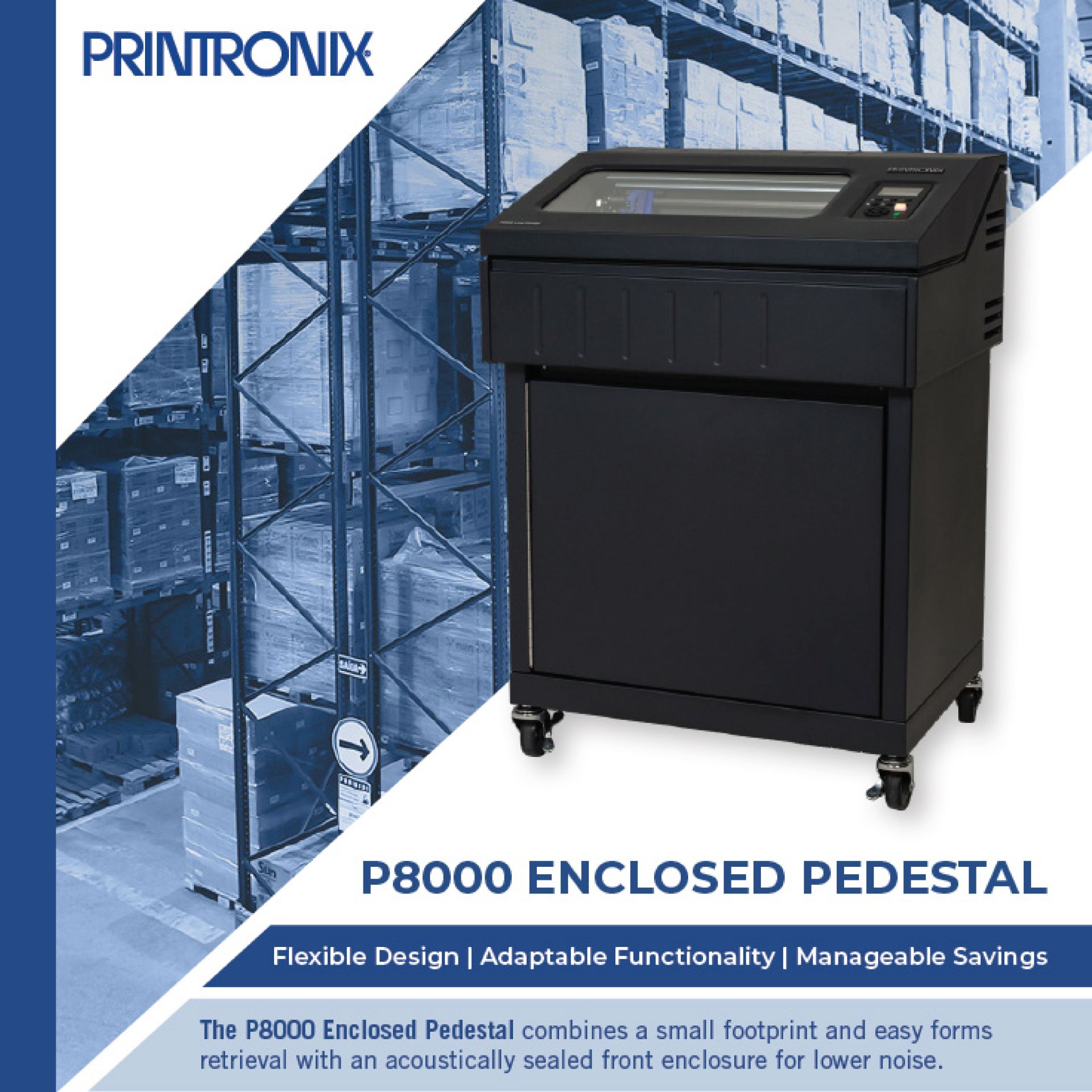 Printronix P8000 Enclosed Pedestal Printer 500LPM (P8E05) - cps