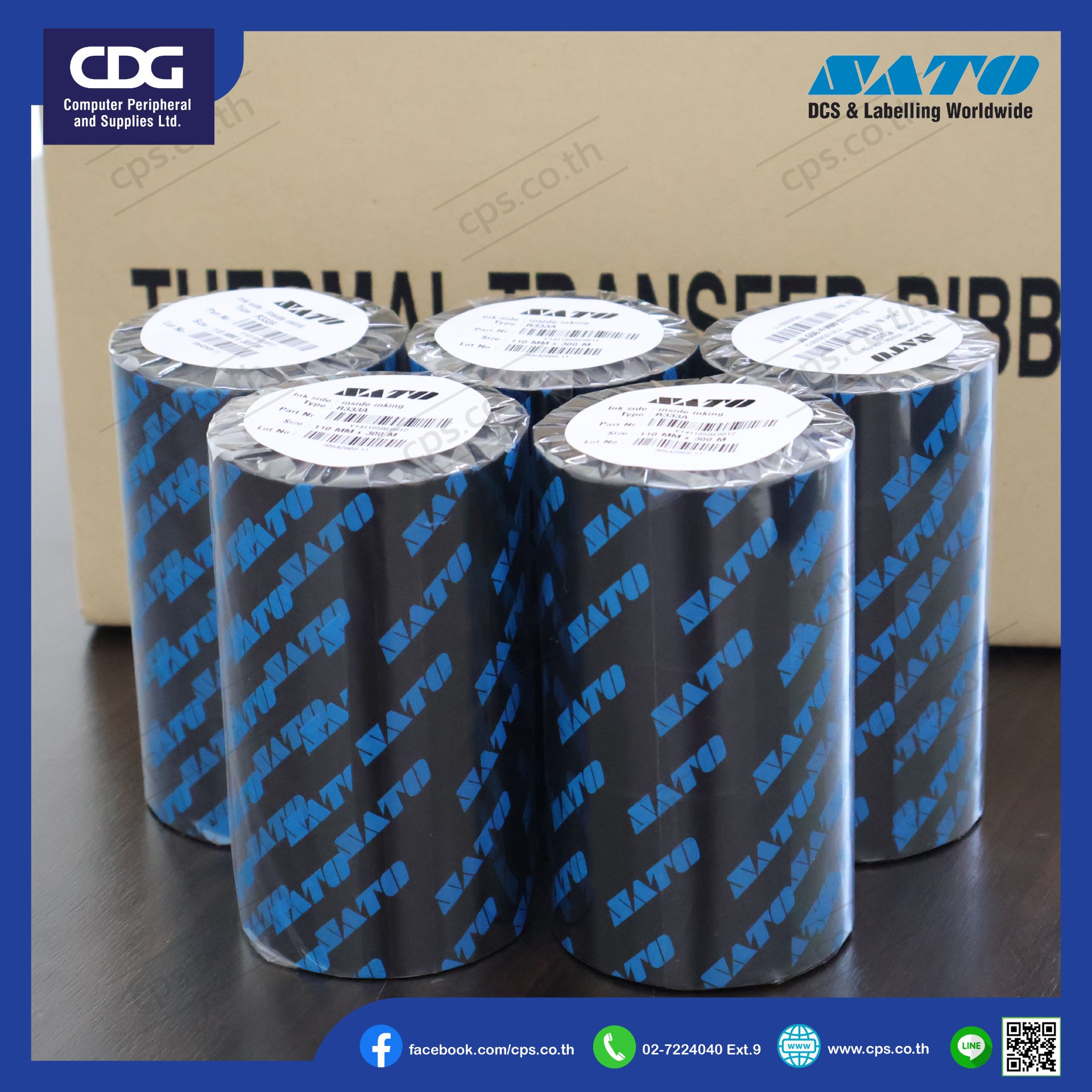 Ribbon SATO Resin R333A Flat Head - cps