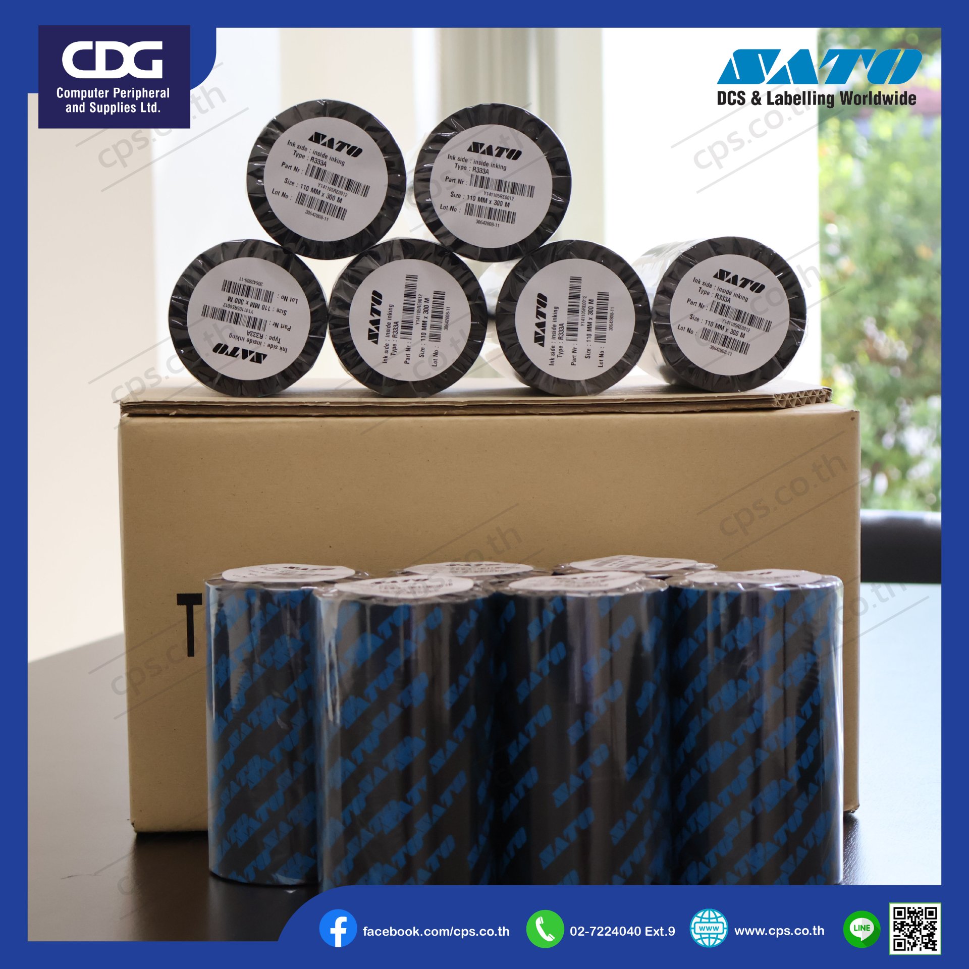 Ribbon SATO Resin R333A Flat Head - cps