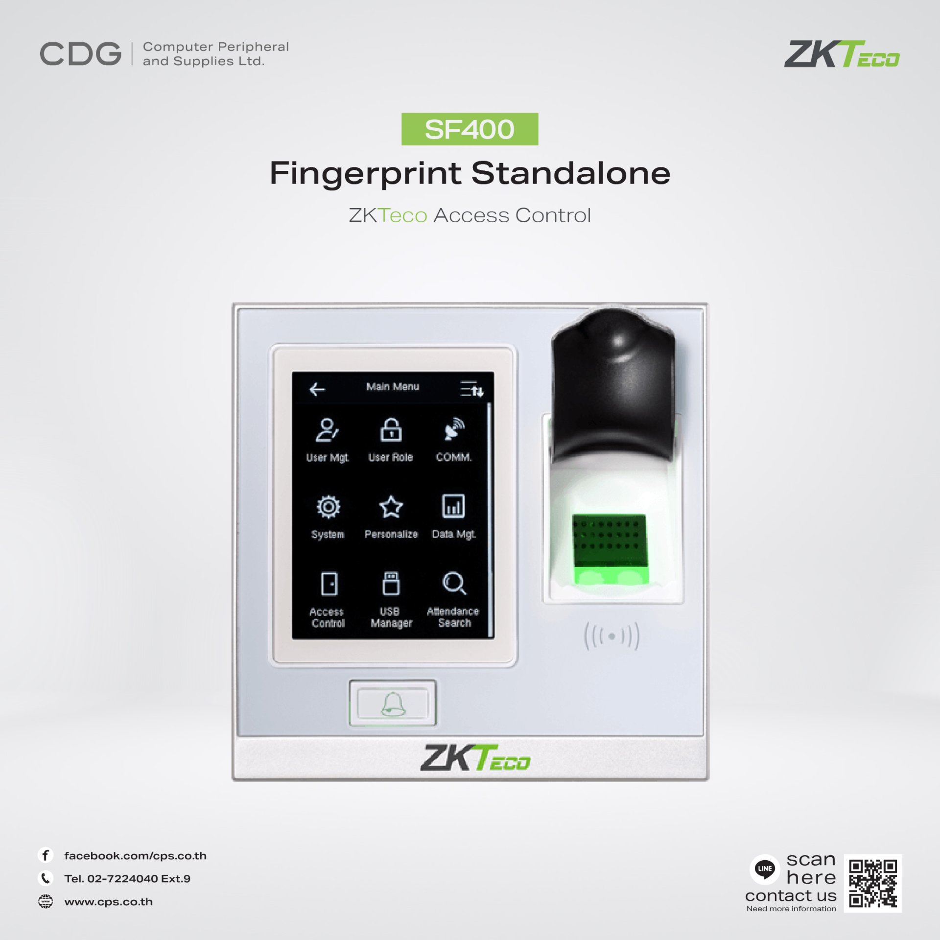 ZKTeco SF400 Fingerprint Standalone Access Control - cps