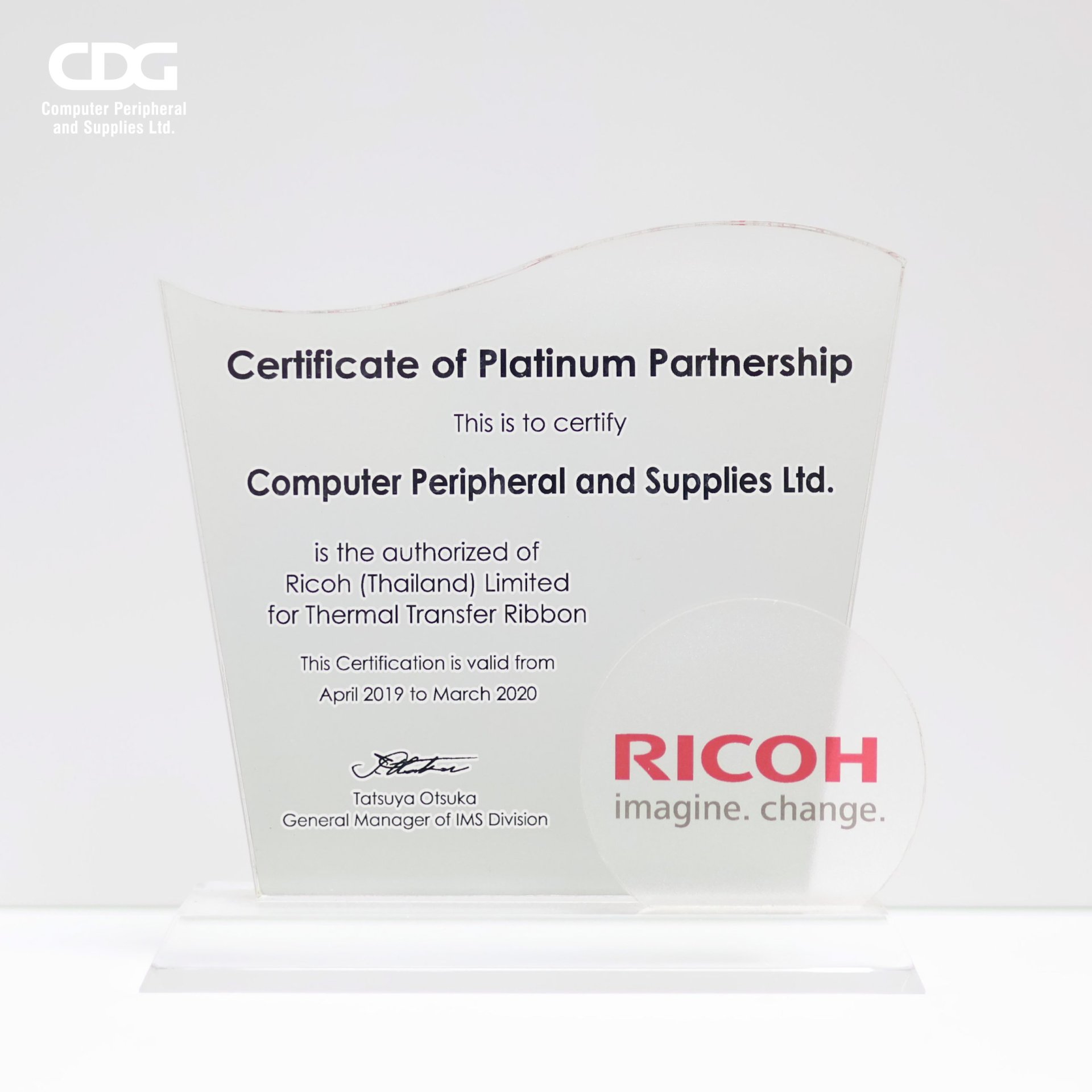 Certificate of Platinum Partnership from Ricoh - cps