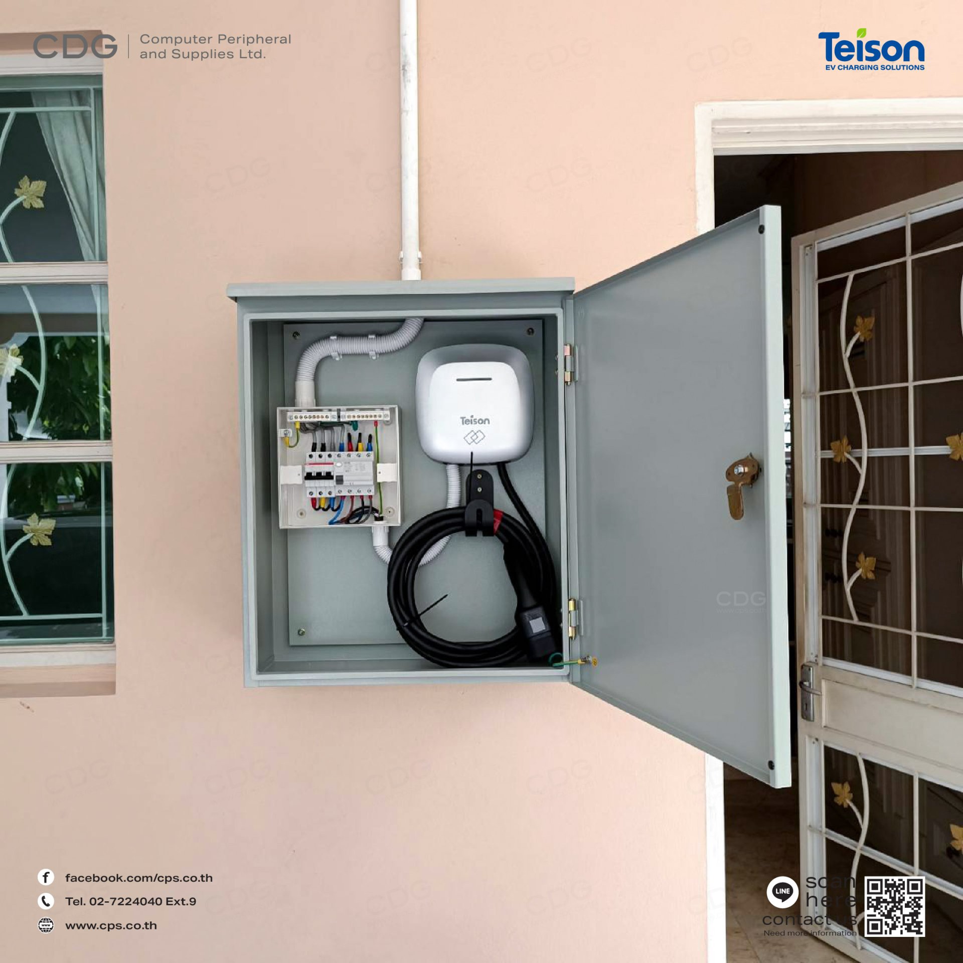 เครื่องชาร์จรถยนต์ไฟฟ้า Teison EV Wallbox Smart Mini 22kw 32A - cps