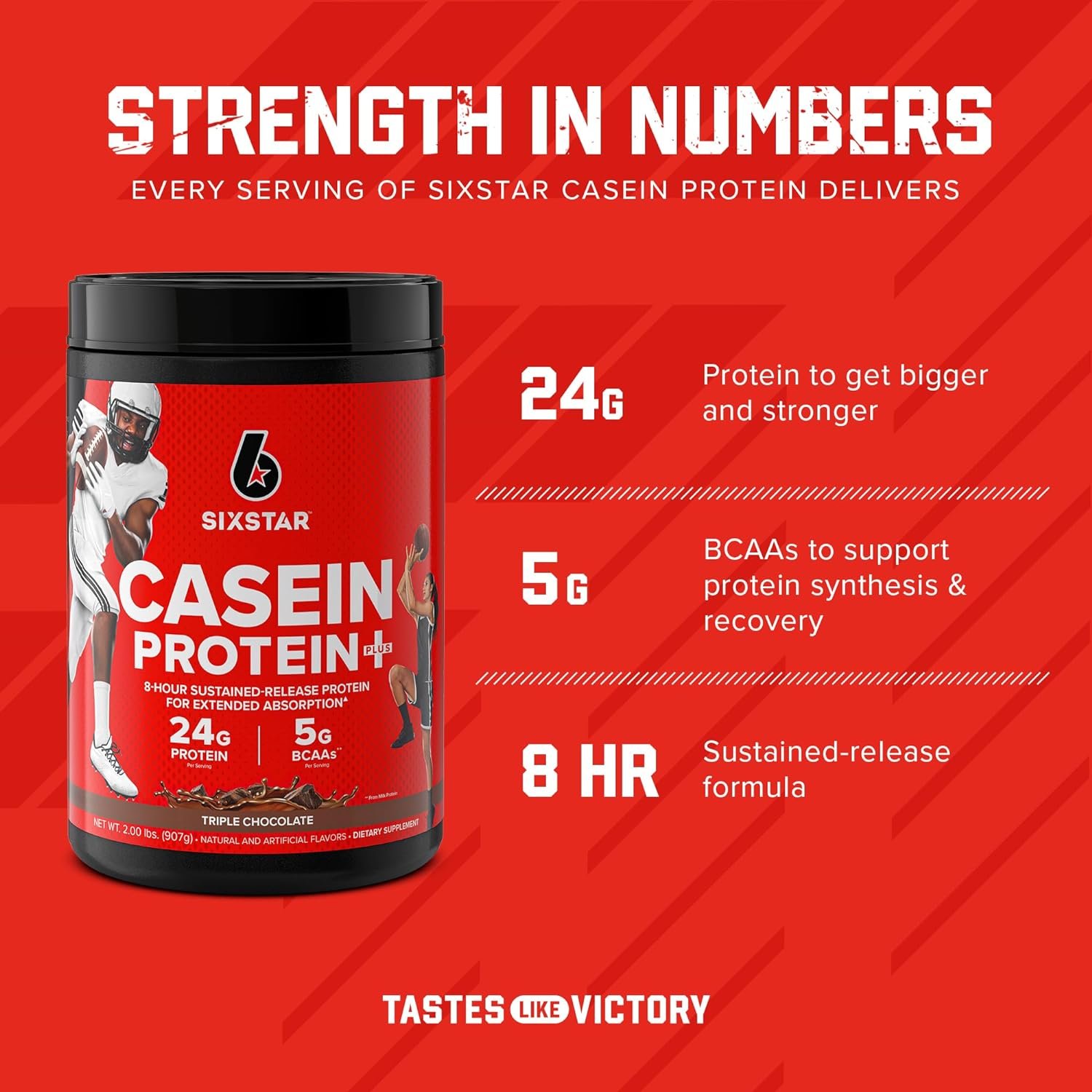 Six Star Casein Protein Powder - 2 Lbs (26 Servings) - topfitprotein