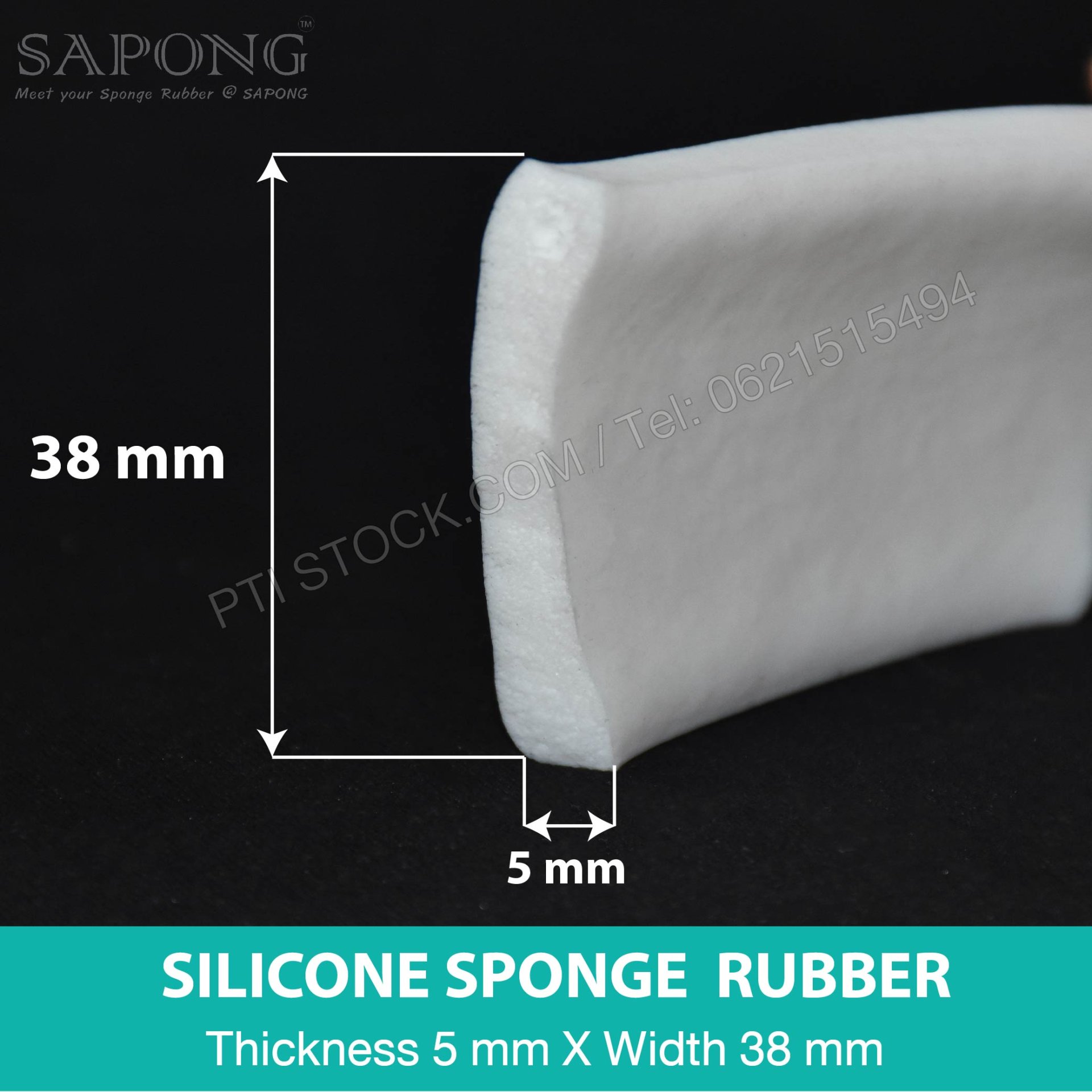 White Silicone Sponge Square Cord 5x38 mm ( Food grade FDA ) Tel ...