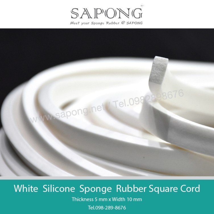 White silicone sponge rubber 5x10 mm Tel : 022577154 LINE@ @ptirubber ...