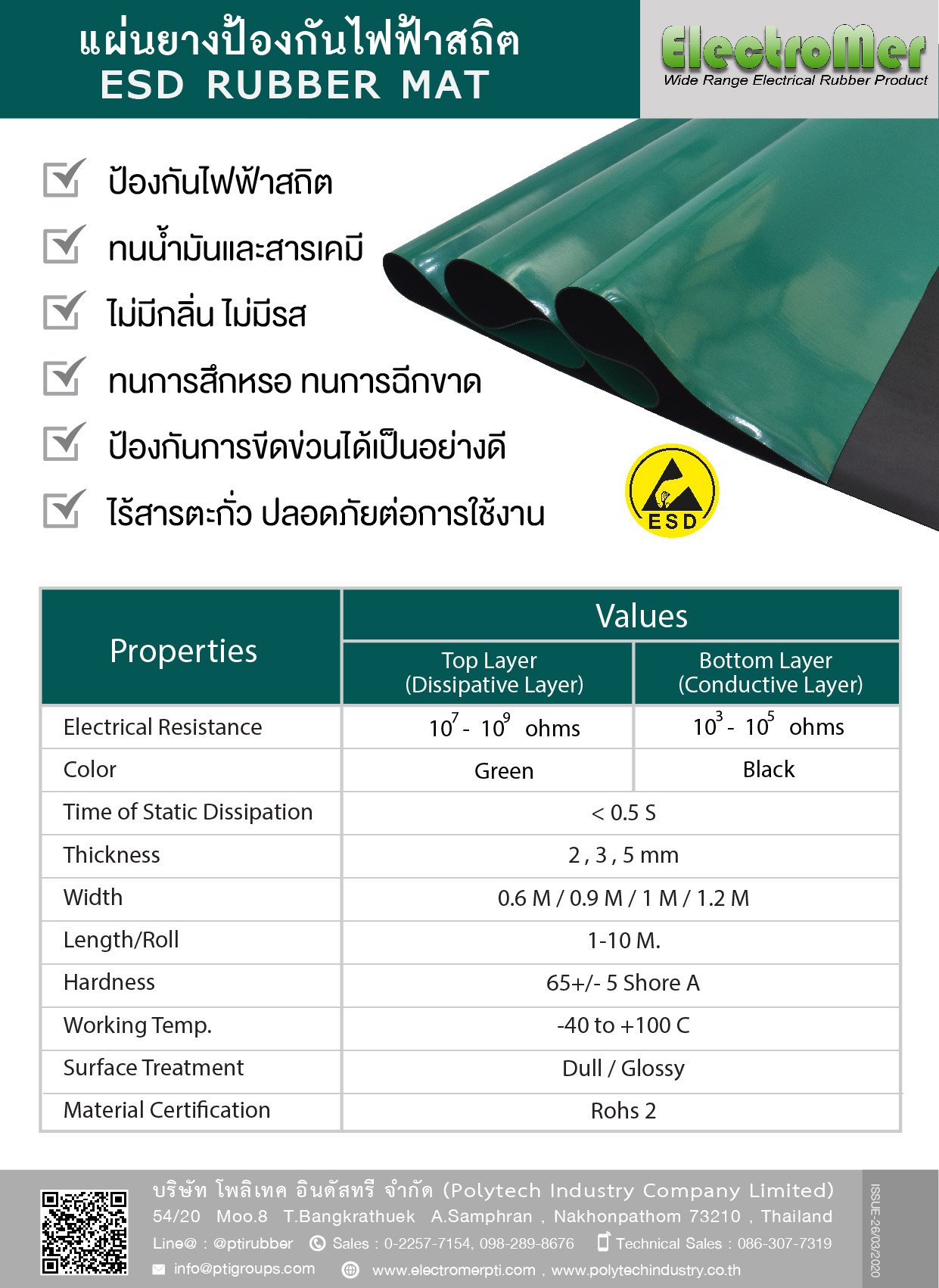 Green ESD Rubber Sheet - ptistock