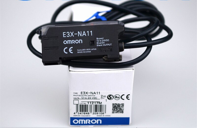 Omron E3X-NA11 ไฟเบอร์ออปติกเซนเซอร์ ออมรอน Amplifier with potentiometer, IP50, NPN output, 2m ...