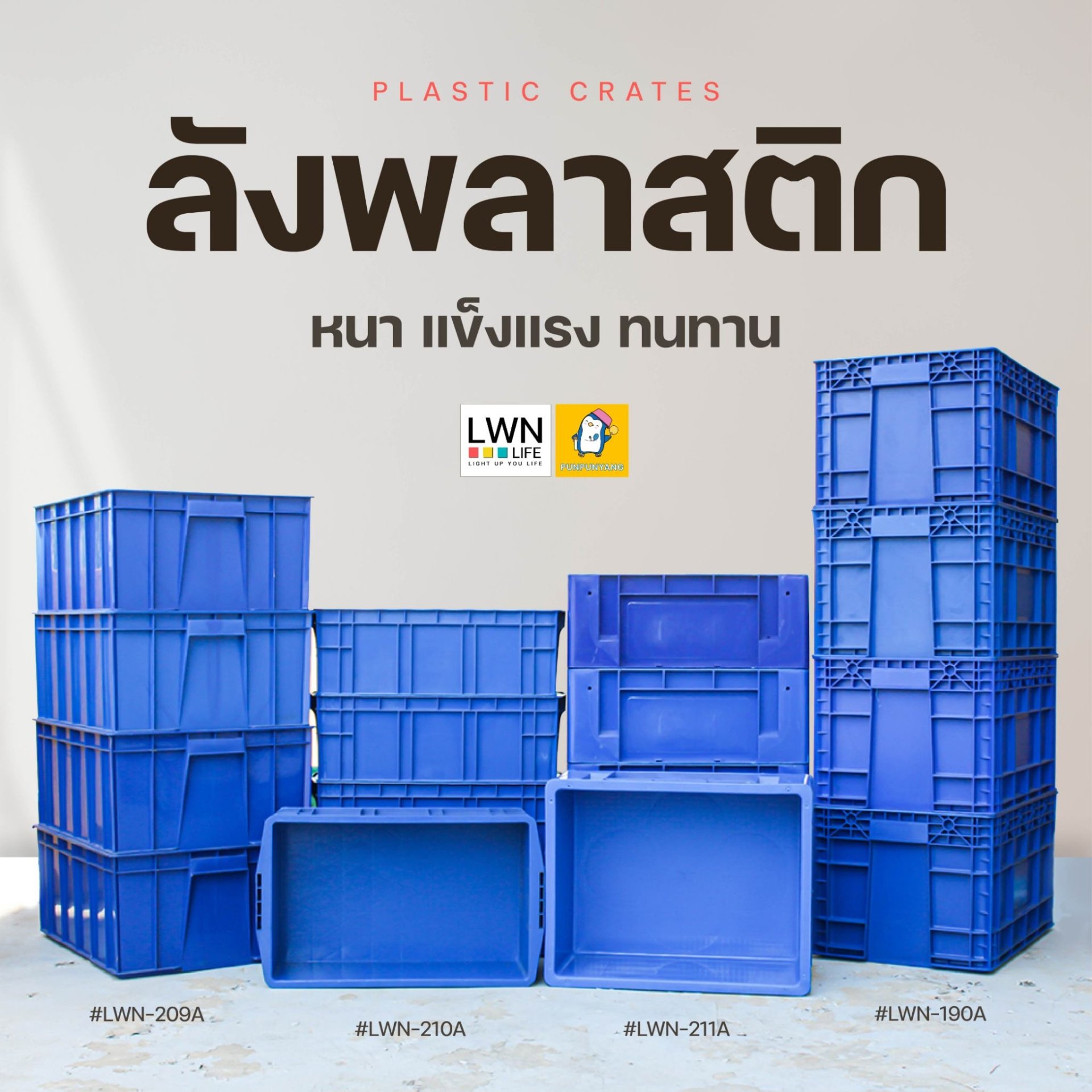 ลังทึบพลาสติก อุตสาหกรรมใส่อะไหล่ 209a 210a 211a 190a 192a Lwnlife
