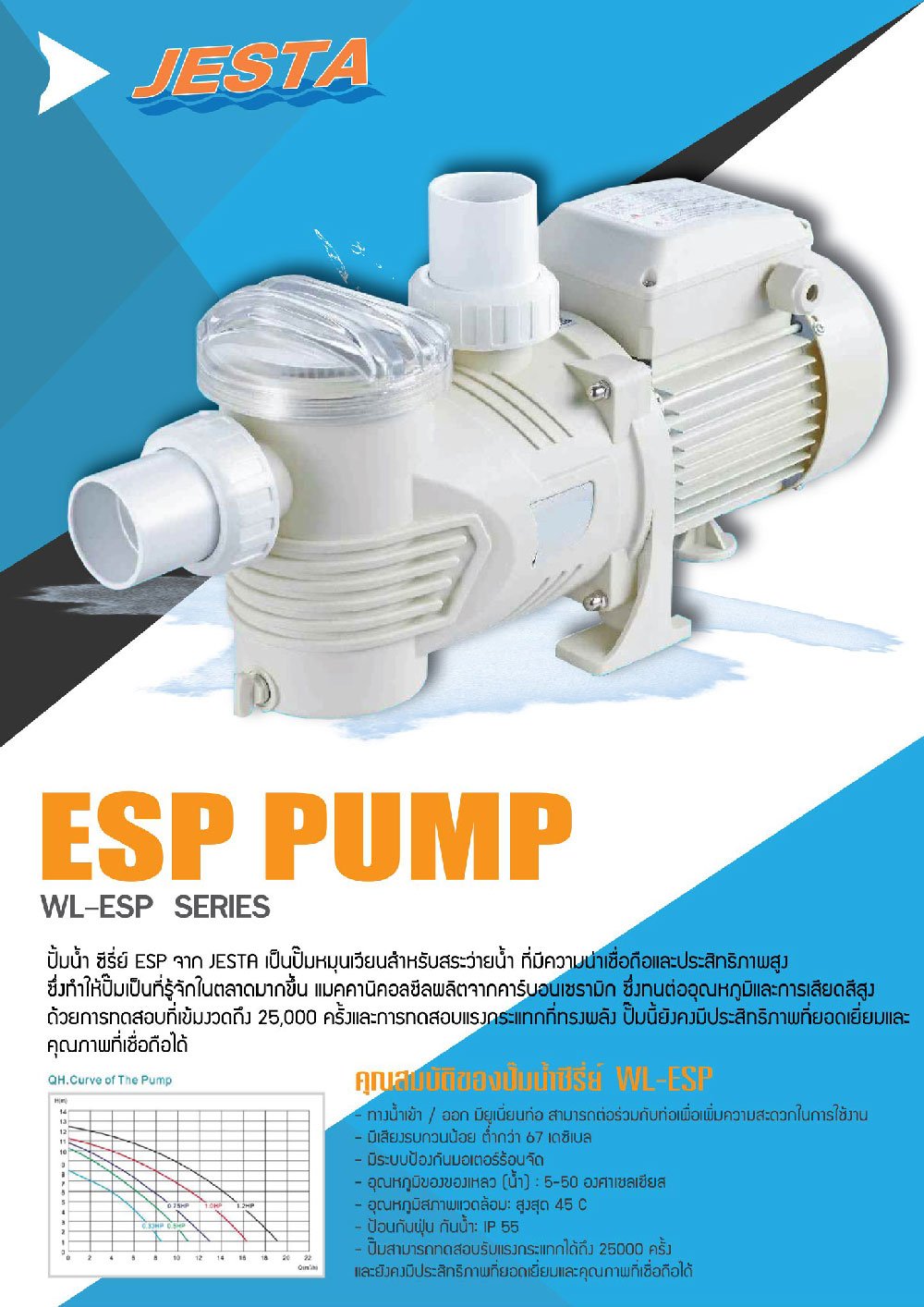 ESP Pump 0.75 HP/1 Phase/50Hz/Port Size 1.5" JESTA - winwinpoolshop