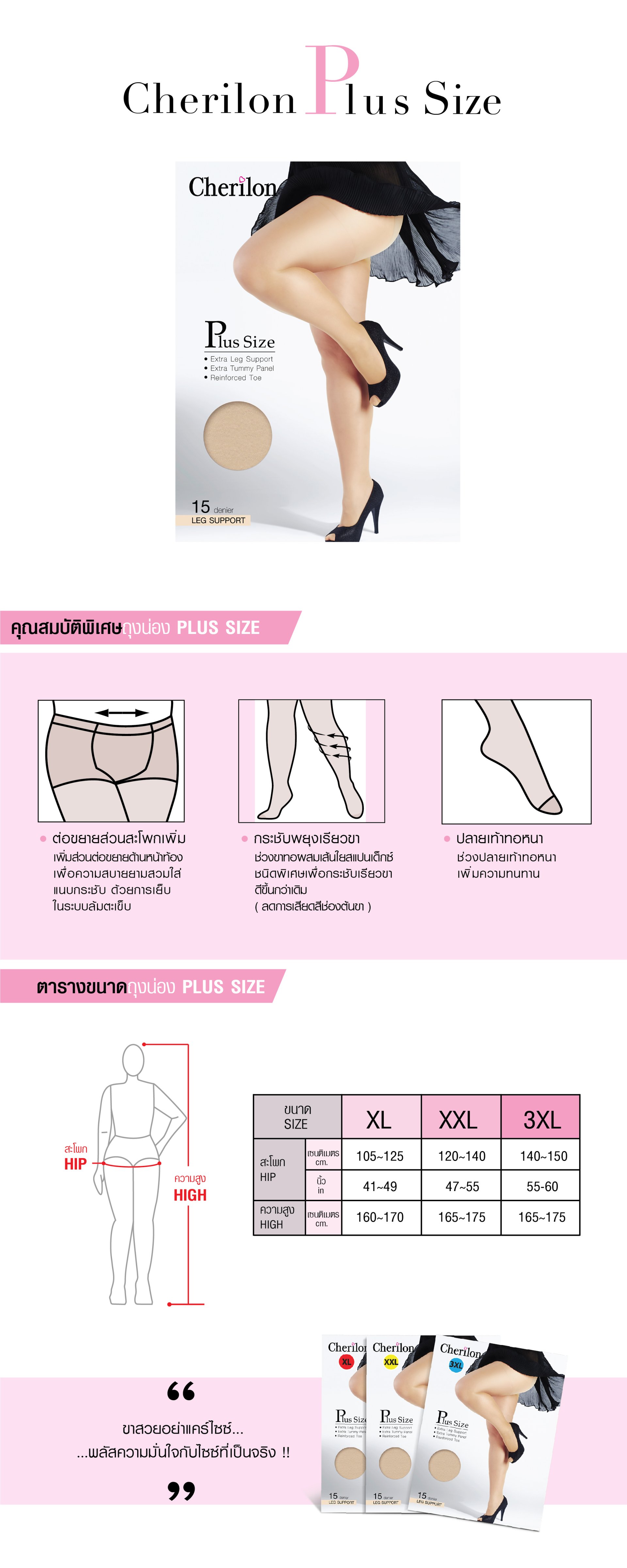 ถุงน่อง Plus Size Info - cherilon