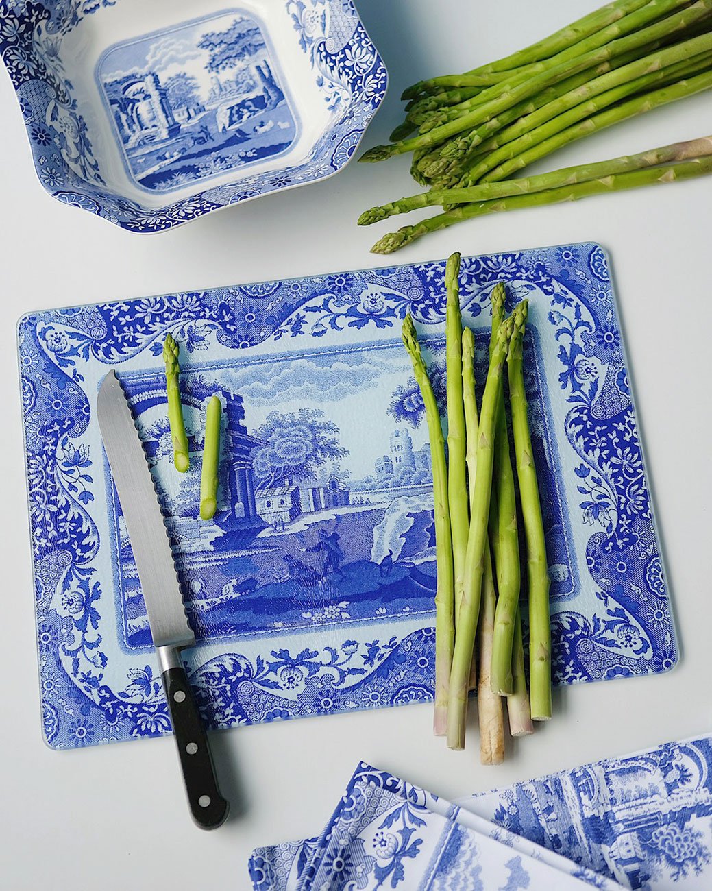 Pimpernel Blue Italian Glass Worktop Saver - blueandwhitethailand