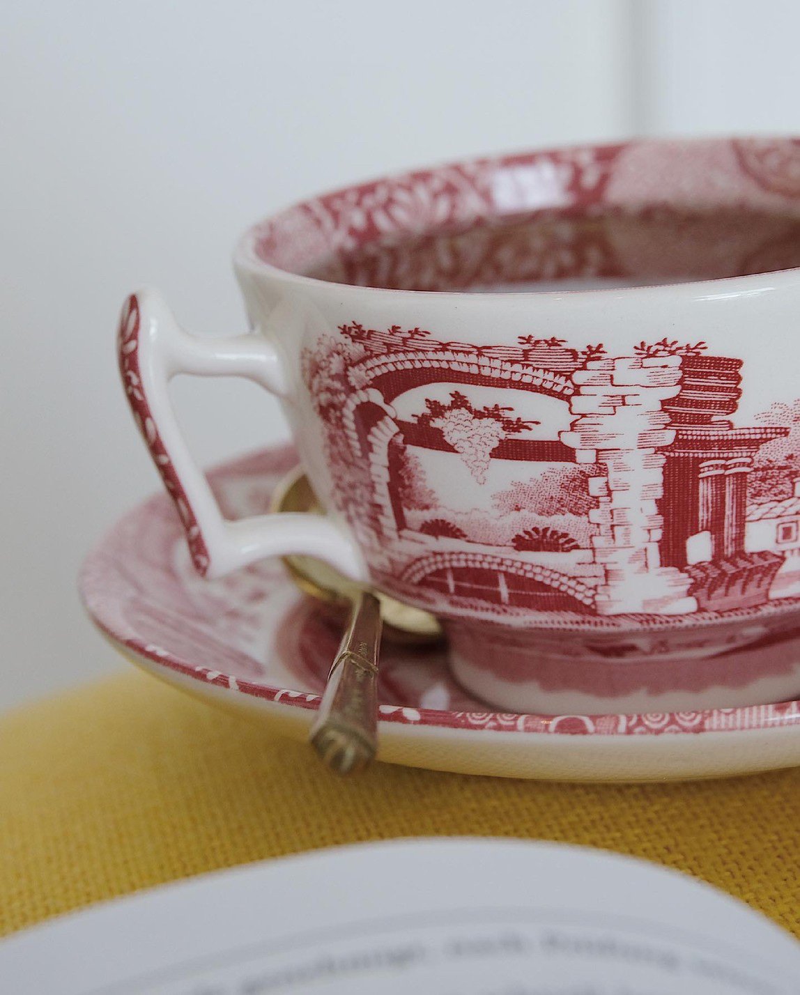 Spode Cranberry Italian Tea Cup and Saucer - blueandwhitethailand