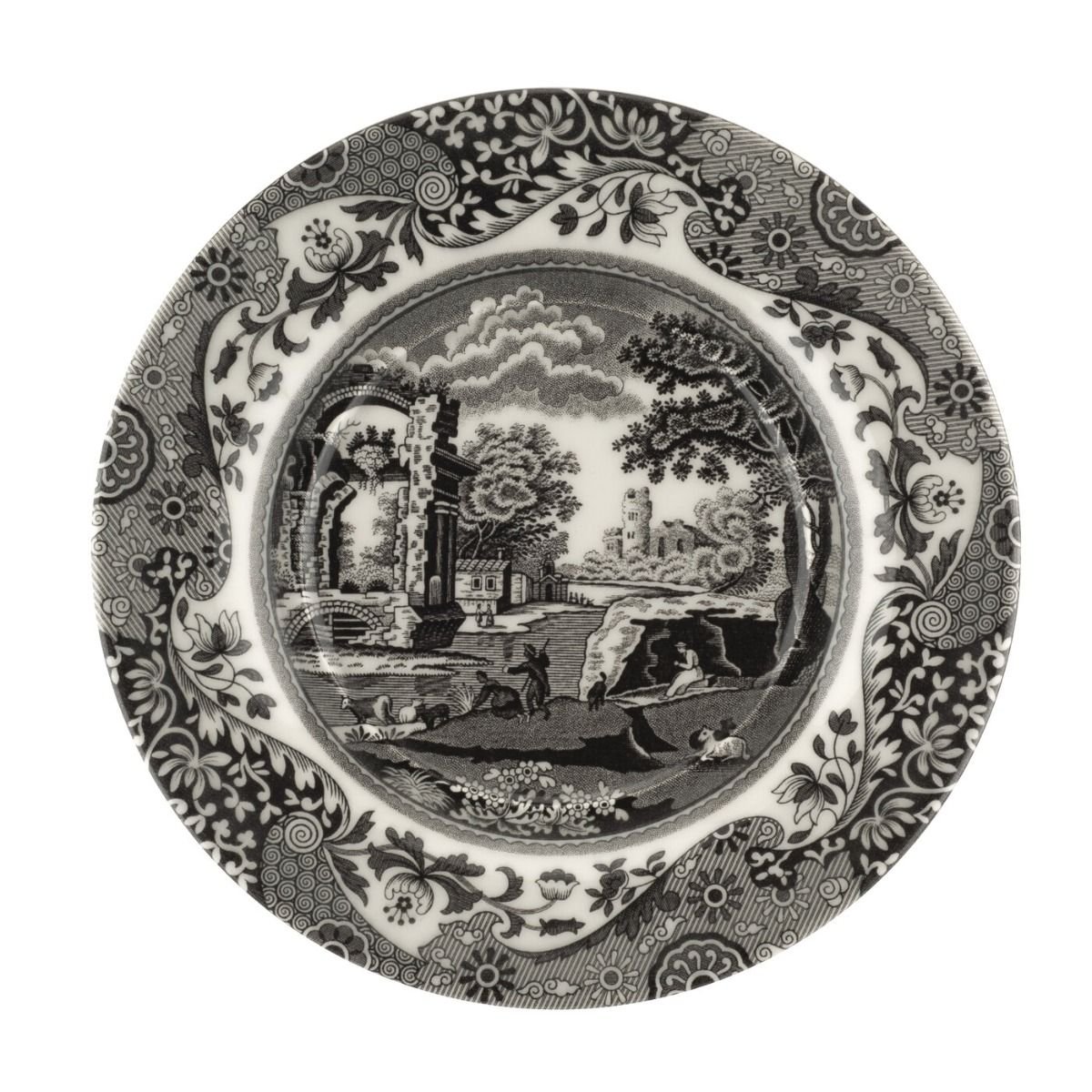 Spode Black Italian Teacups & Spoons Set of 2 - blueandwhitethailand