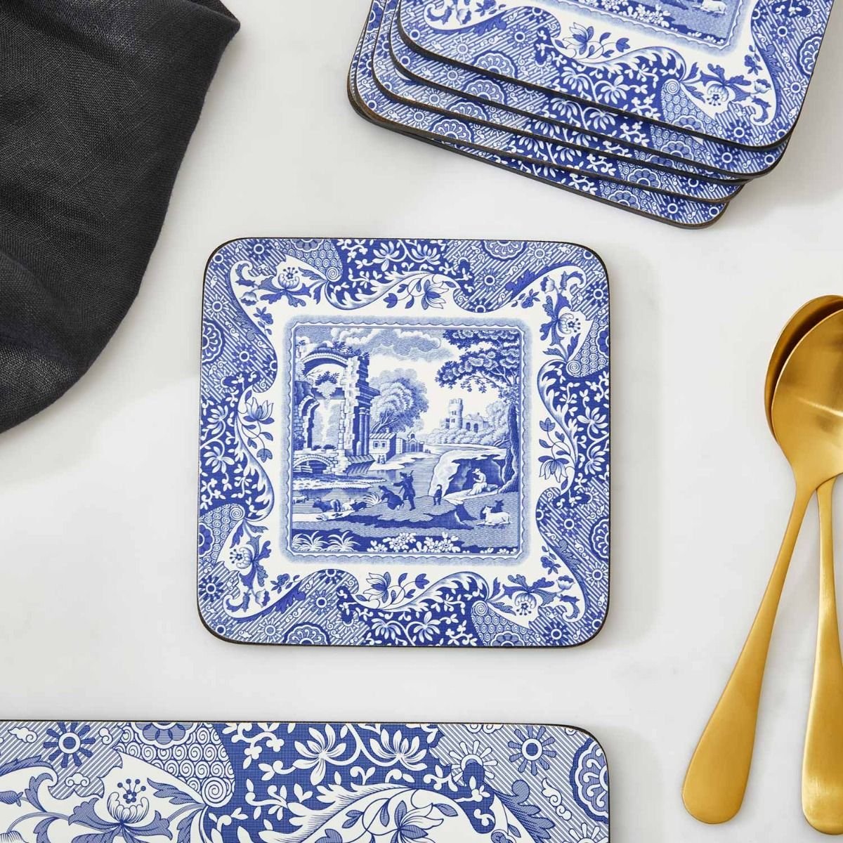 Pimpernel Blue Italian Square Coaster - blueandwhitethailand