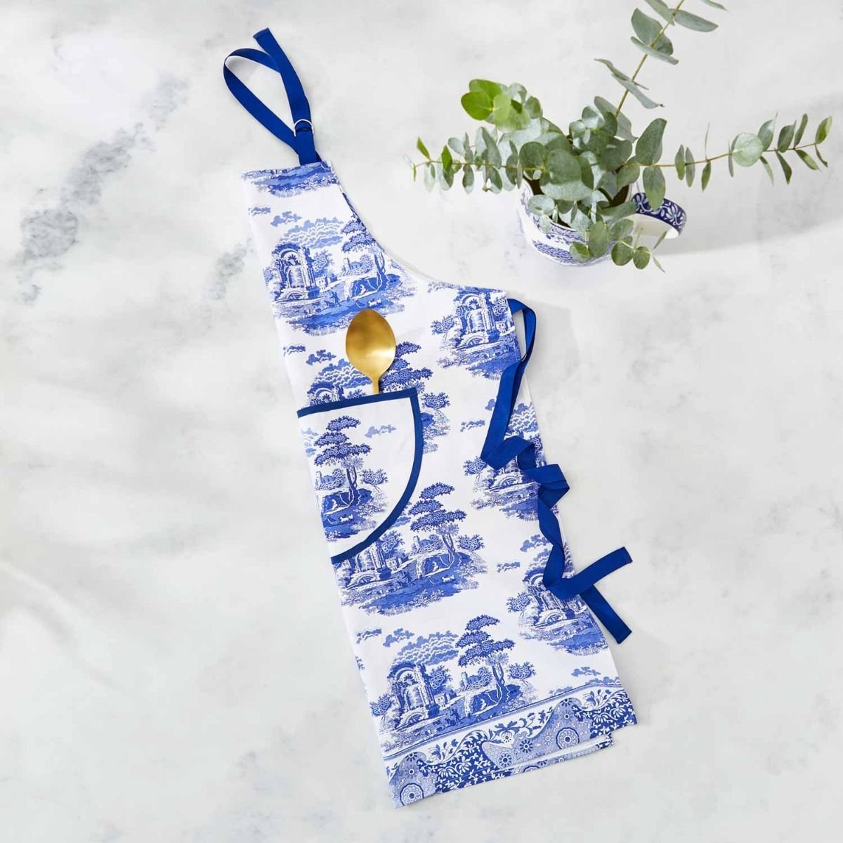 Pimpernel Blue Italian Apron Cotton - blueandwhitethailand