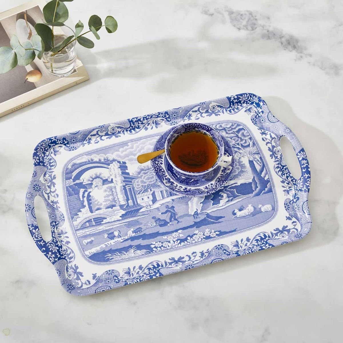 Pimpernel Blue Italian Large Melamine Handled Tray - blueandwhitethailand