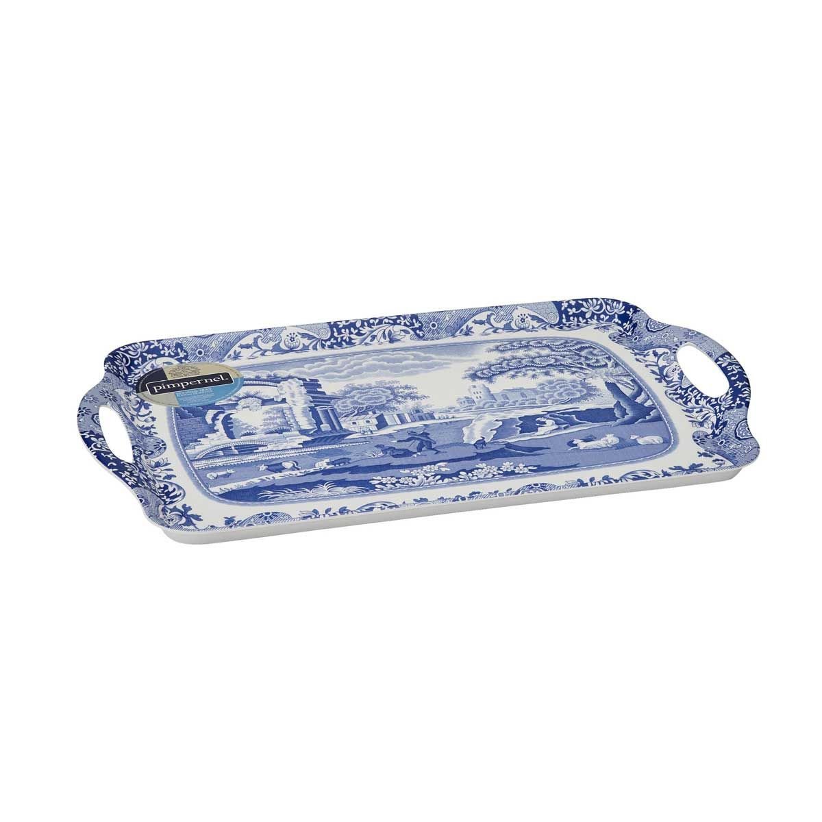 Pimpernel Blue Italian Large Melamine Handled Tray - blueandwhitethailand