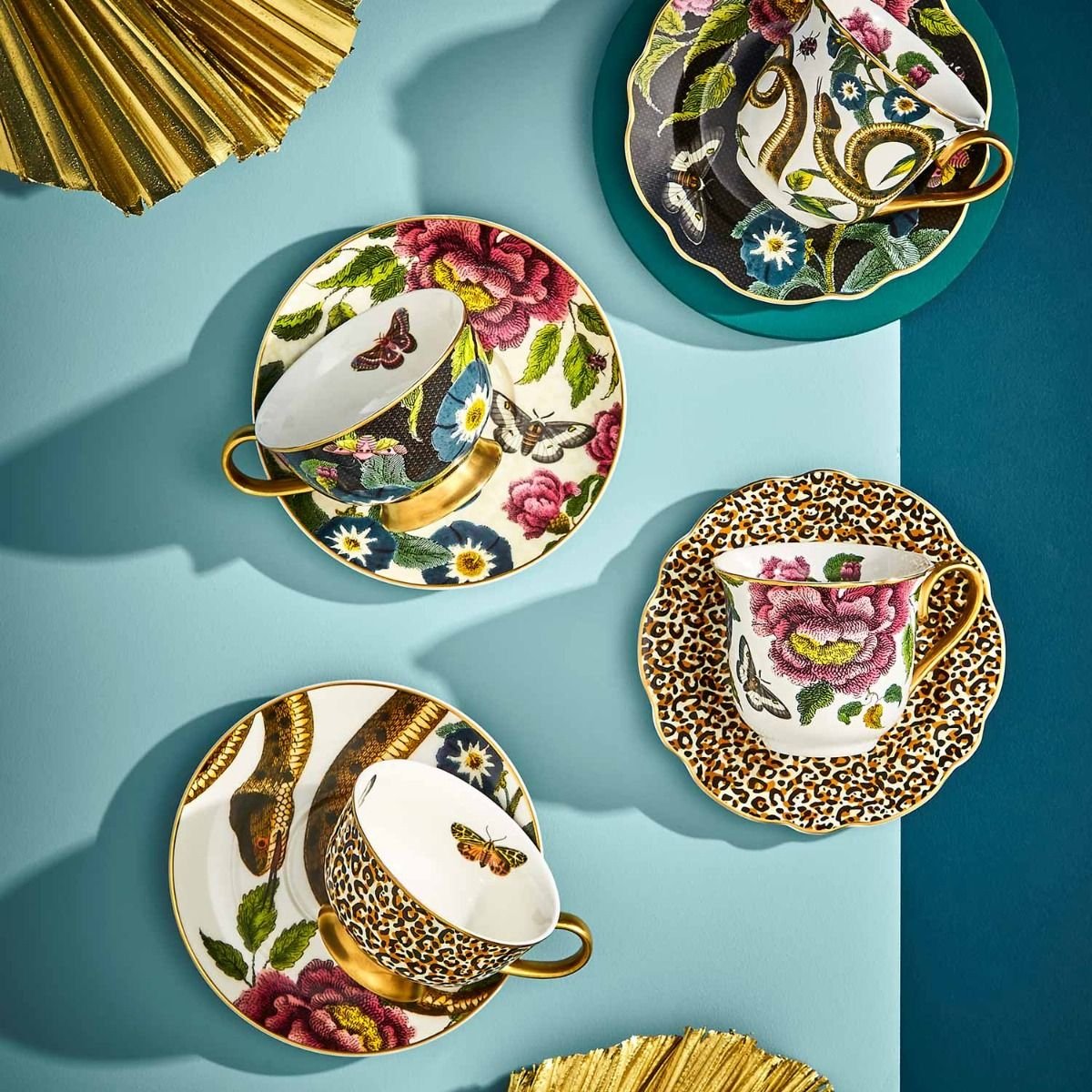 Creatures of Curiosity Dark Floral Coupe Teacup and Saucer ...