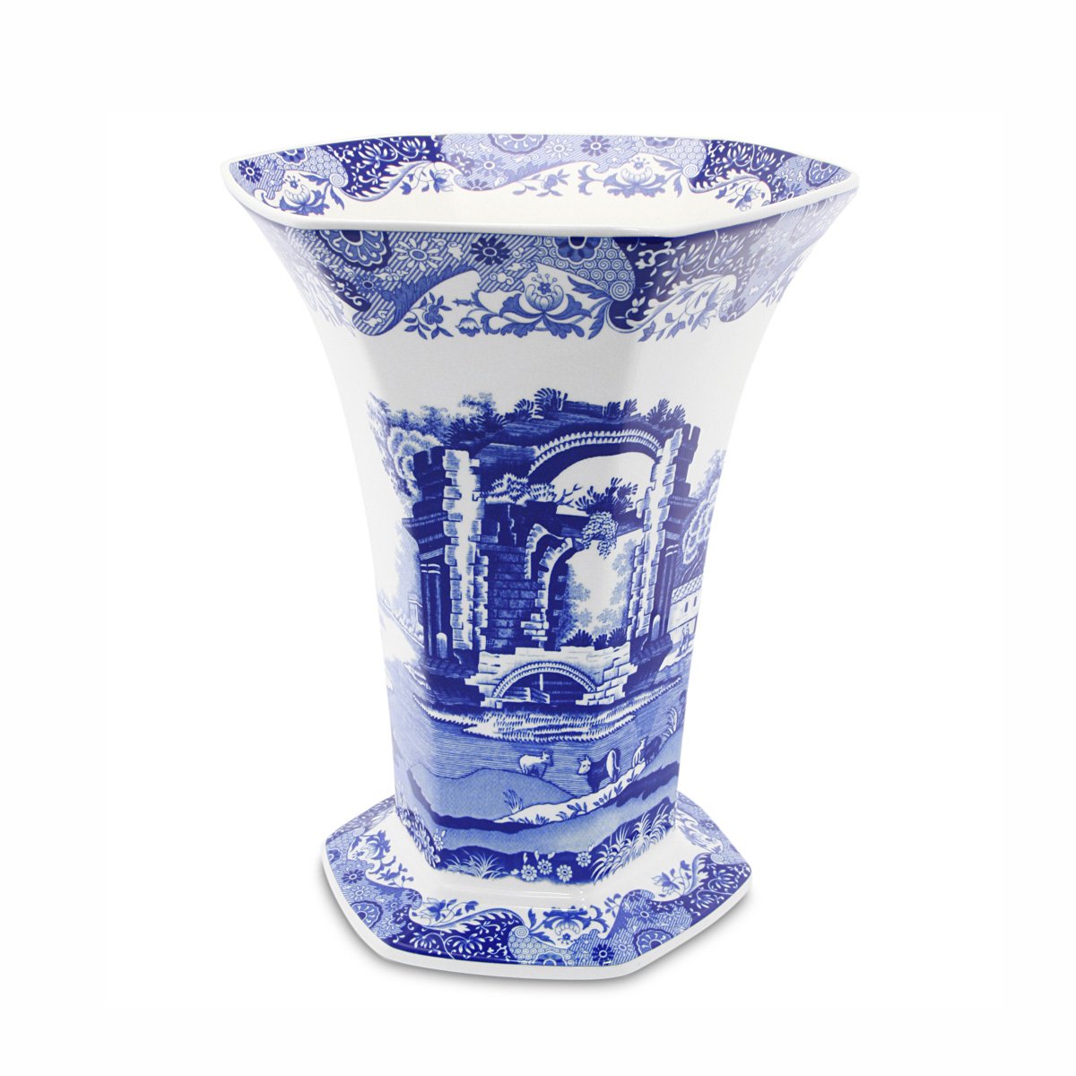Spode Blue Italian Hexagonal Vase - blueandwhitethailand
