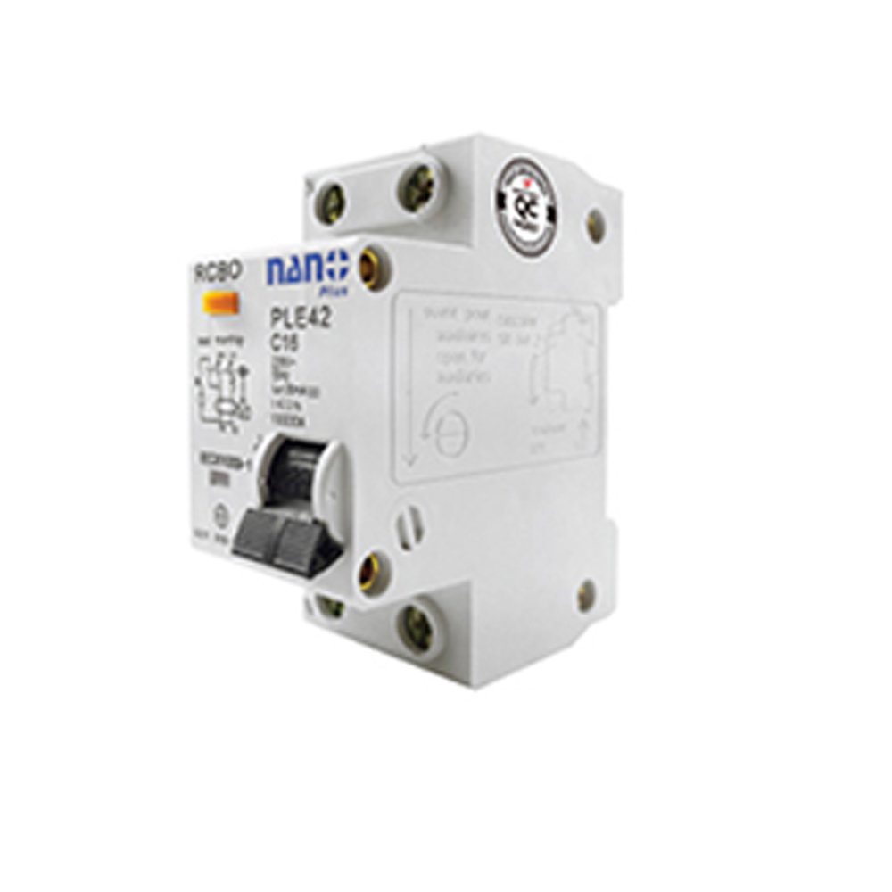 เมนกันดูด RCBO 2P 16A 10KA เกาะราง NANO - thaihardwaresolution