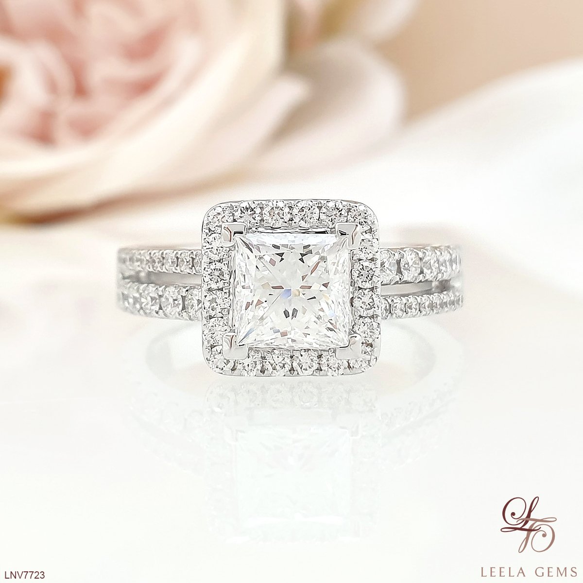 Halo Princess Cut Diamond Ring - leelagems