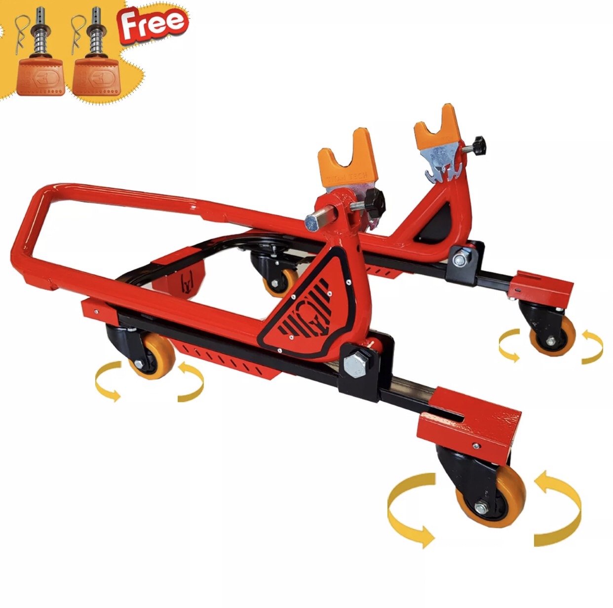 Titan Tech 360° Motorcycle Paddock Stand (Crimson Red) - titan