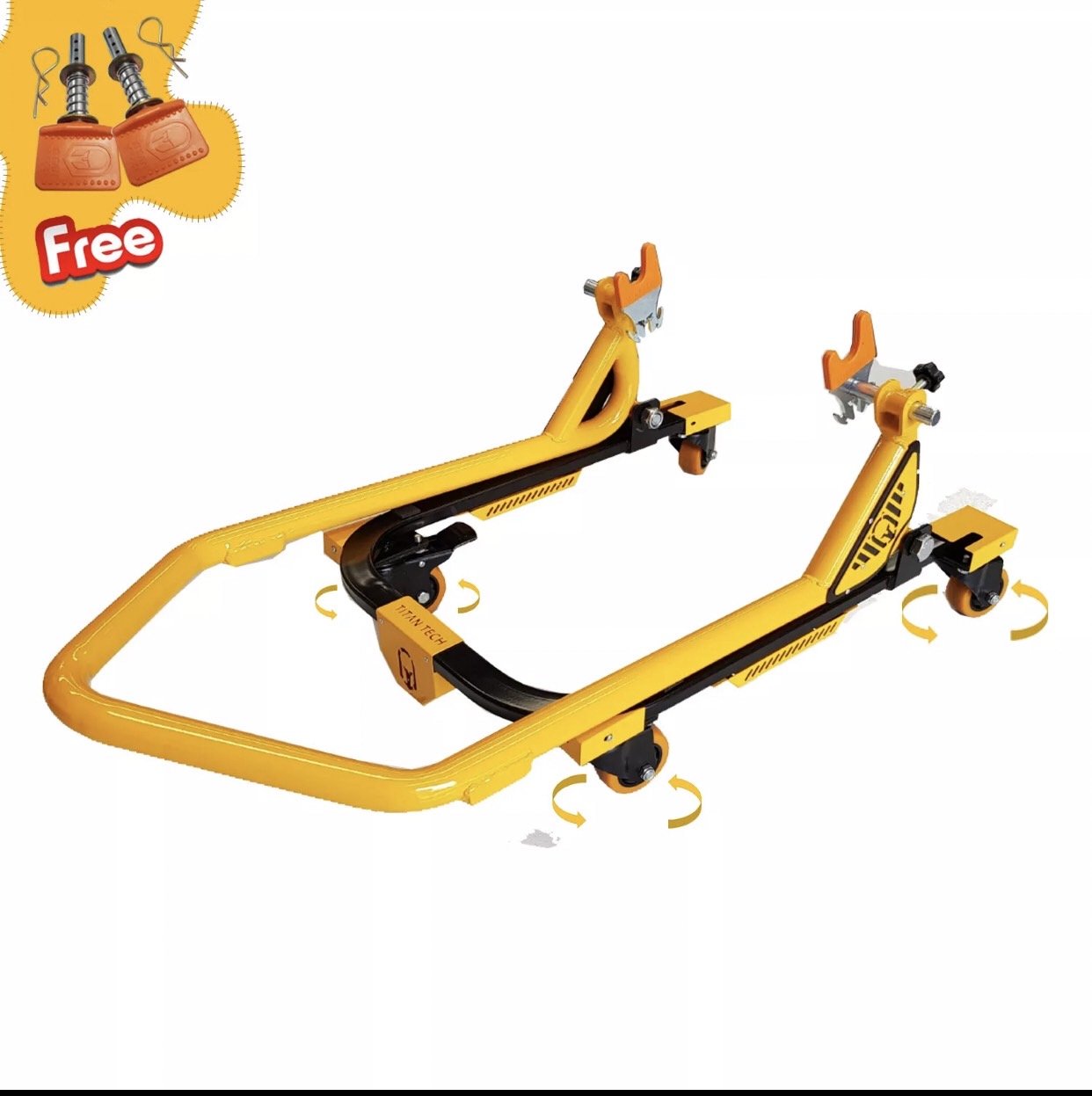 Titan Tech 360° Motorcycle Paddock Stand (Racing Yellow) - titan