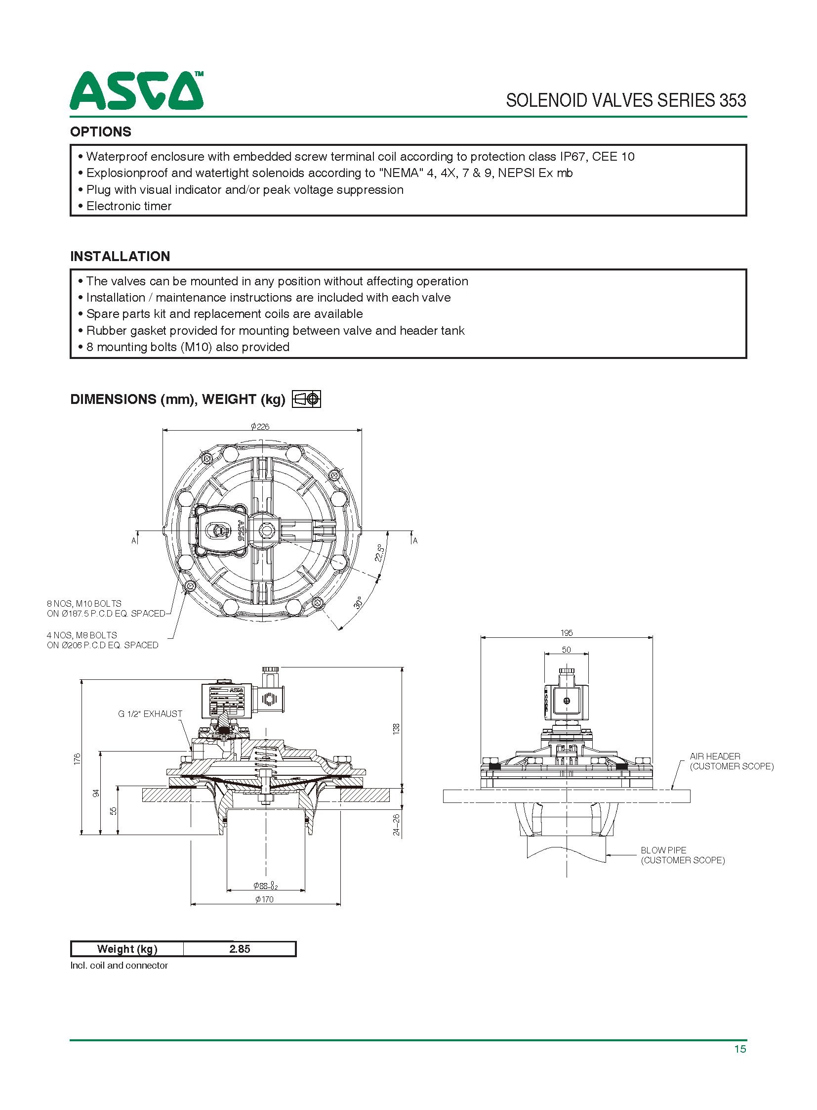 3" ASCO PULSE VALVES Immersion Type - factorymartonline