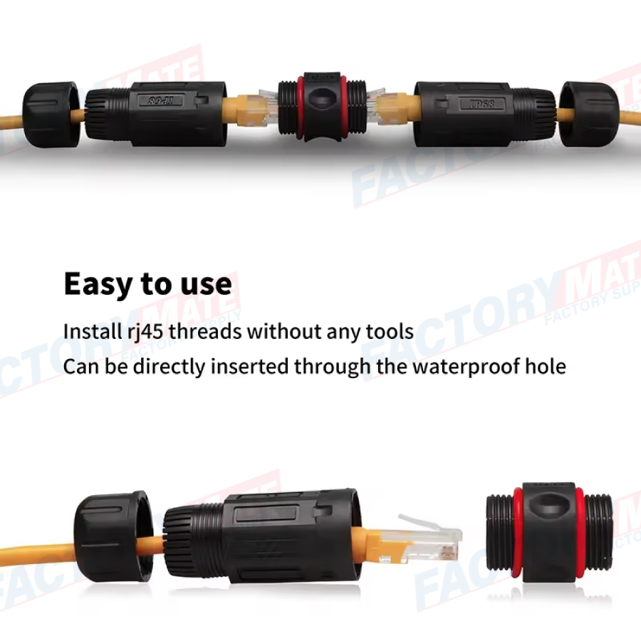 RJ45 Connector IP68 Waterproof Plug Straight Joint, 24V, Size ...