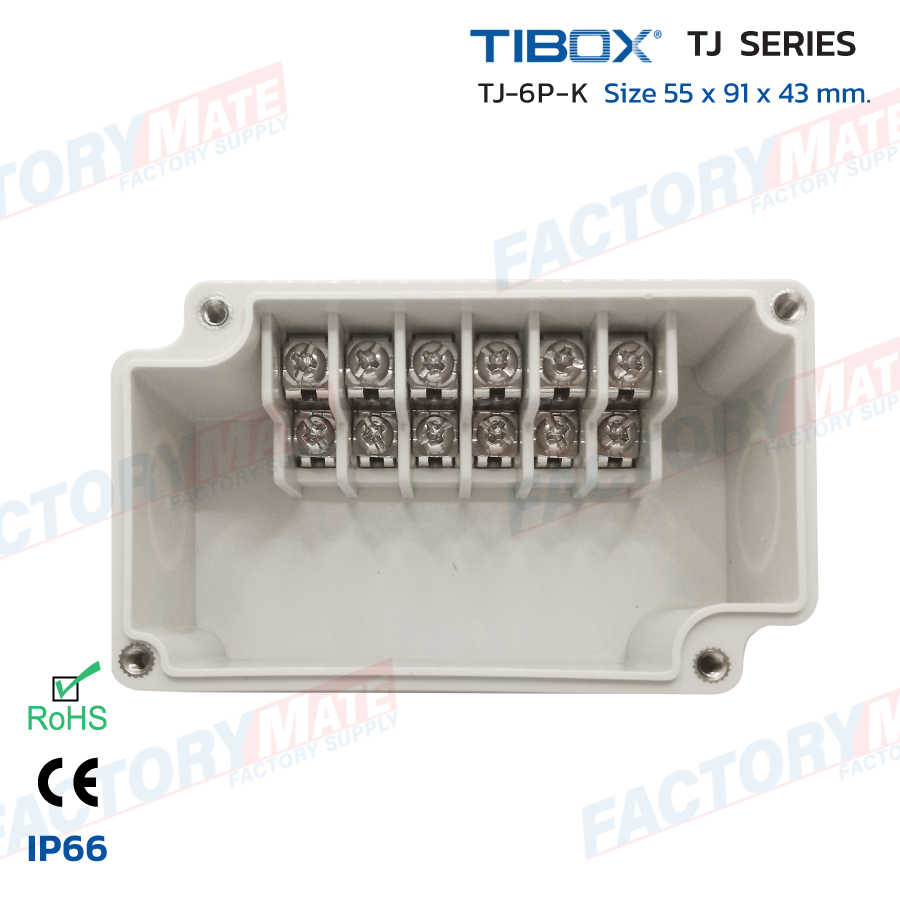 TIBOX TJ-6P-K กล่องเทอร์มินอลพลาสติกกันน้ำIP66, Plastic Terminal Block ...