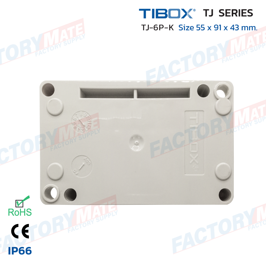 TIBOX TJ-6P-K กล่องเทอร์มินอลพลาสติกกันน้ำIP66, Plastic Terminal Block Box