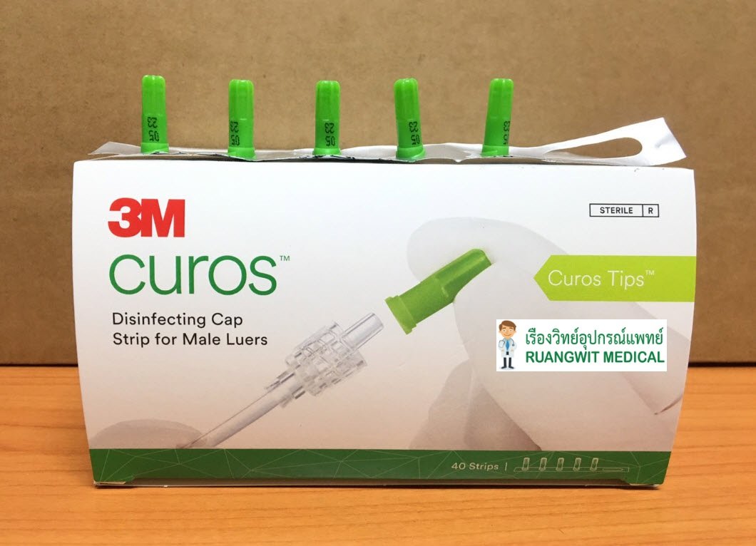 3M Curos Disinfecting Cap Strip For Male Luer เขียวยาว - ruangwitmedical