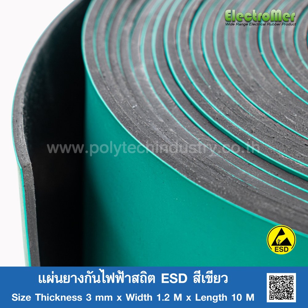 Green Antistatic Rubber Sheet (ESD) Thickness 3 mm - polytechindustry