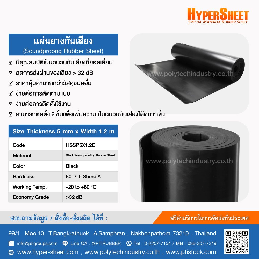 Soundproofing Rubber Sheet 5 mm x 1.2 m - polytechindustry