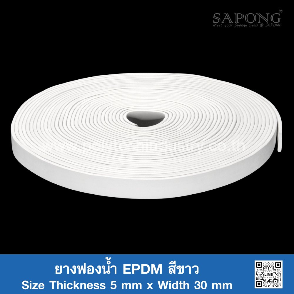 White EPDM Rubber Sponge 5x30 mm - polytechindustry