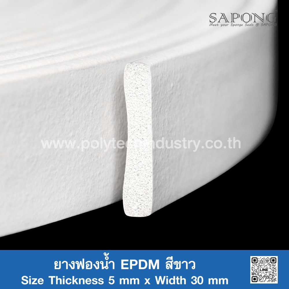 White EPDM Rubber Sponge 5x30 mm - polytechindustry