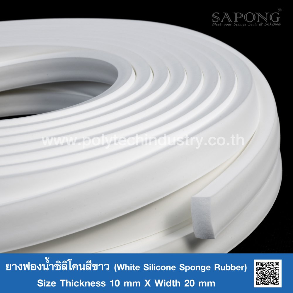 White silicone sponge rubber 10x20 mm - polytechindustry