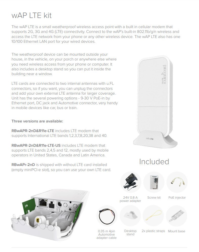 wAP LTE kit (RBwAPR-2nD&R11e-LTE) - 3G/4G Modem with 150 Mbps 2.4GHz ...