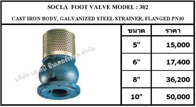 SOCLA FOOT VALVE MODEL : 302 - akbintertrade