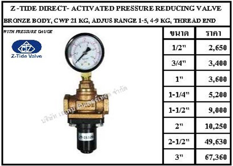 Z -TIDE DIRECT- ACTIVATED PRESSURE REDUCING VALVE *มีสินค้า - akbintertrade