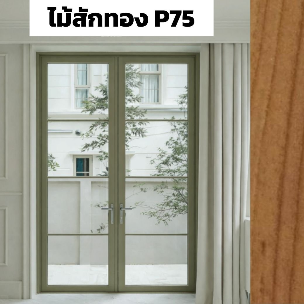 สีไม้สักทอง P75 : ชุดบานเปิด / เปิดคู่ / กระทุ้ง EURO SERIES PREMIER