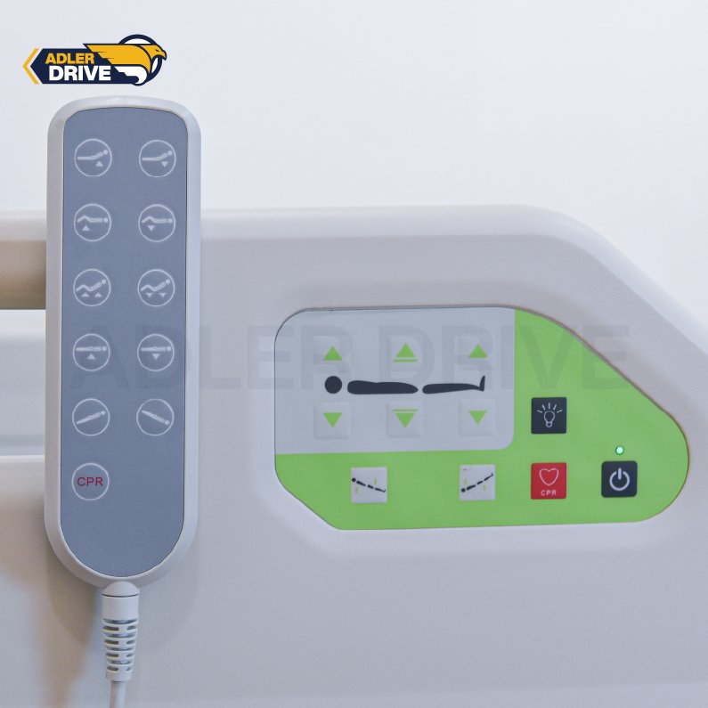 เตียงไฟฟ้า 5 ฟังก์ชั่นปีกนก มีปุ่มกดฟังก์ชันที่ราวข้างเตียง