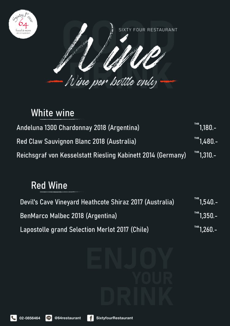 Menu | Sixty Four Restaurant (64 Restaurant) - 64restaurant