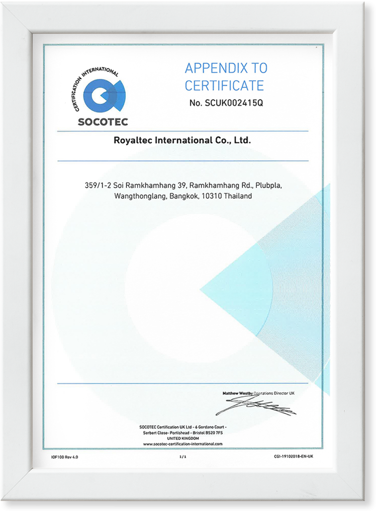 Certificates - royaltec