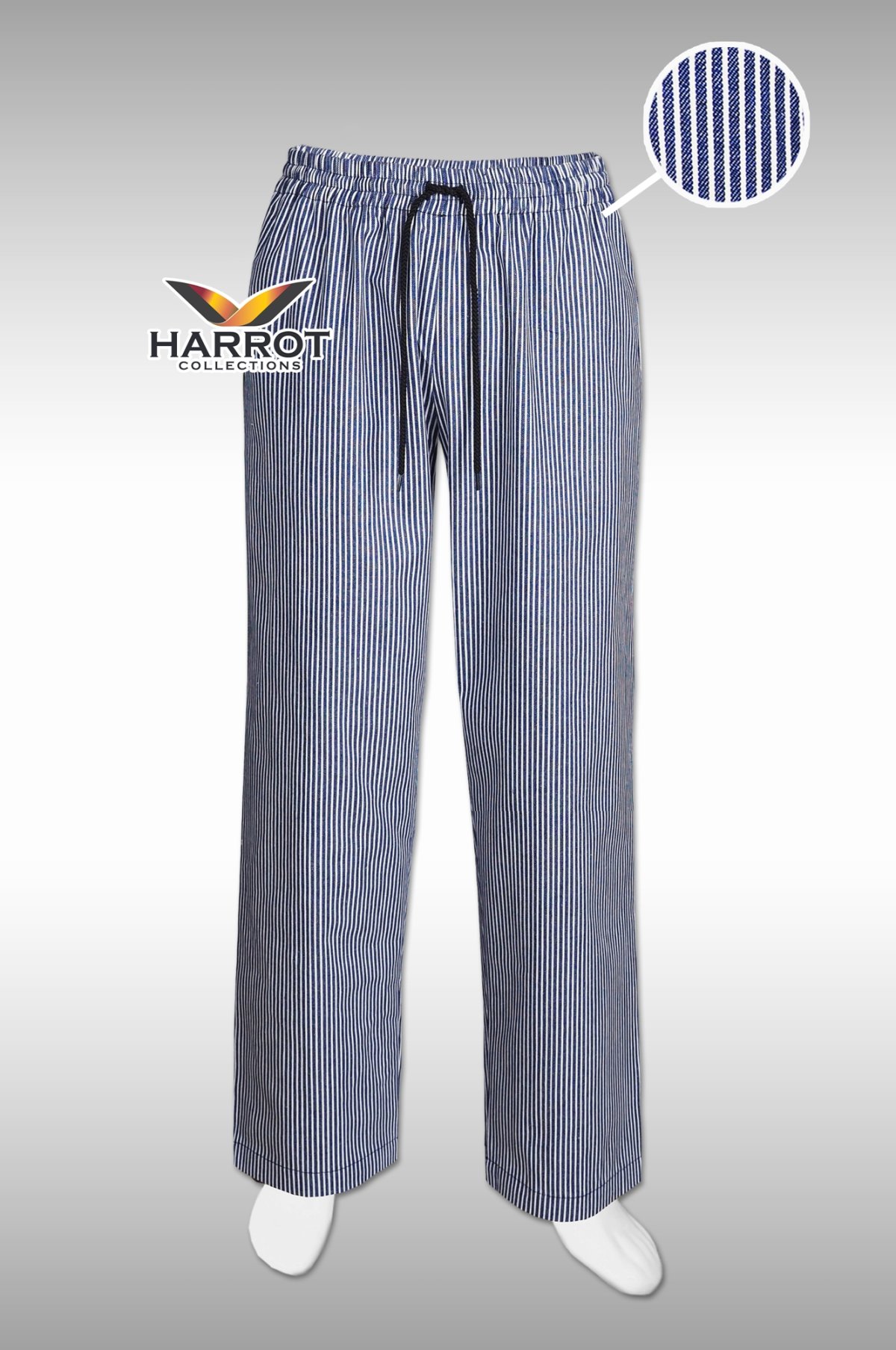 Stripes London Navy blue relastic waist chef trouser - harrot
