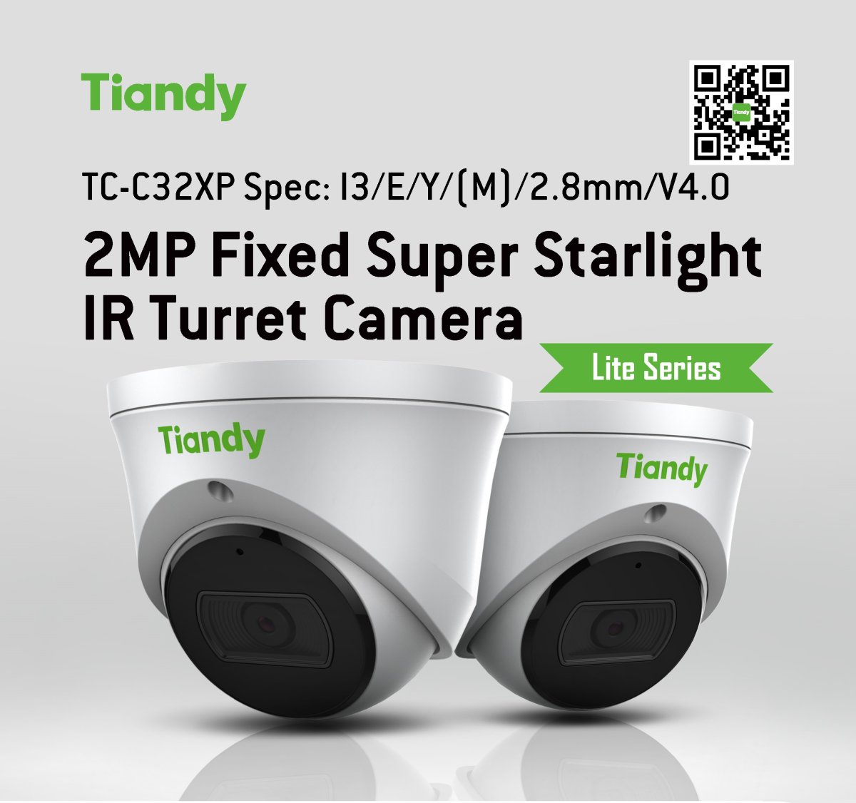 TC-C32XP Tiandy 2MP Fixed Super Starlight IR Turret Camera - aimgroup