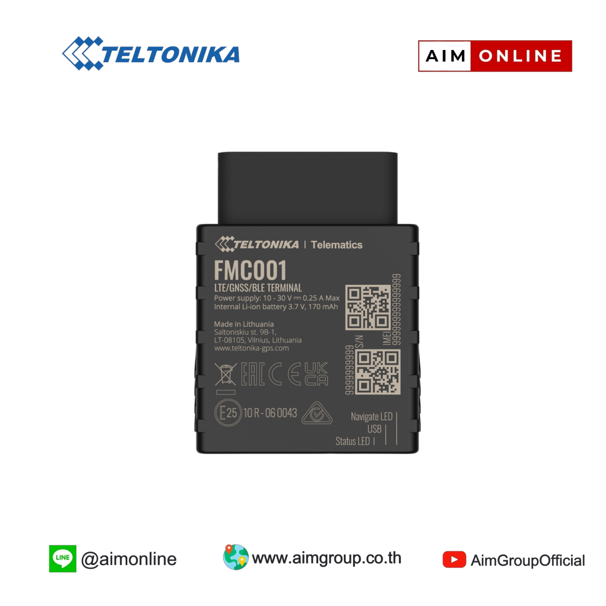 FMC001 FMC001 LTE/GNSS/BLE plug and play OBD tracker - aimgroup
