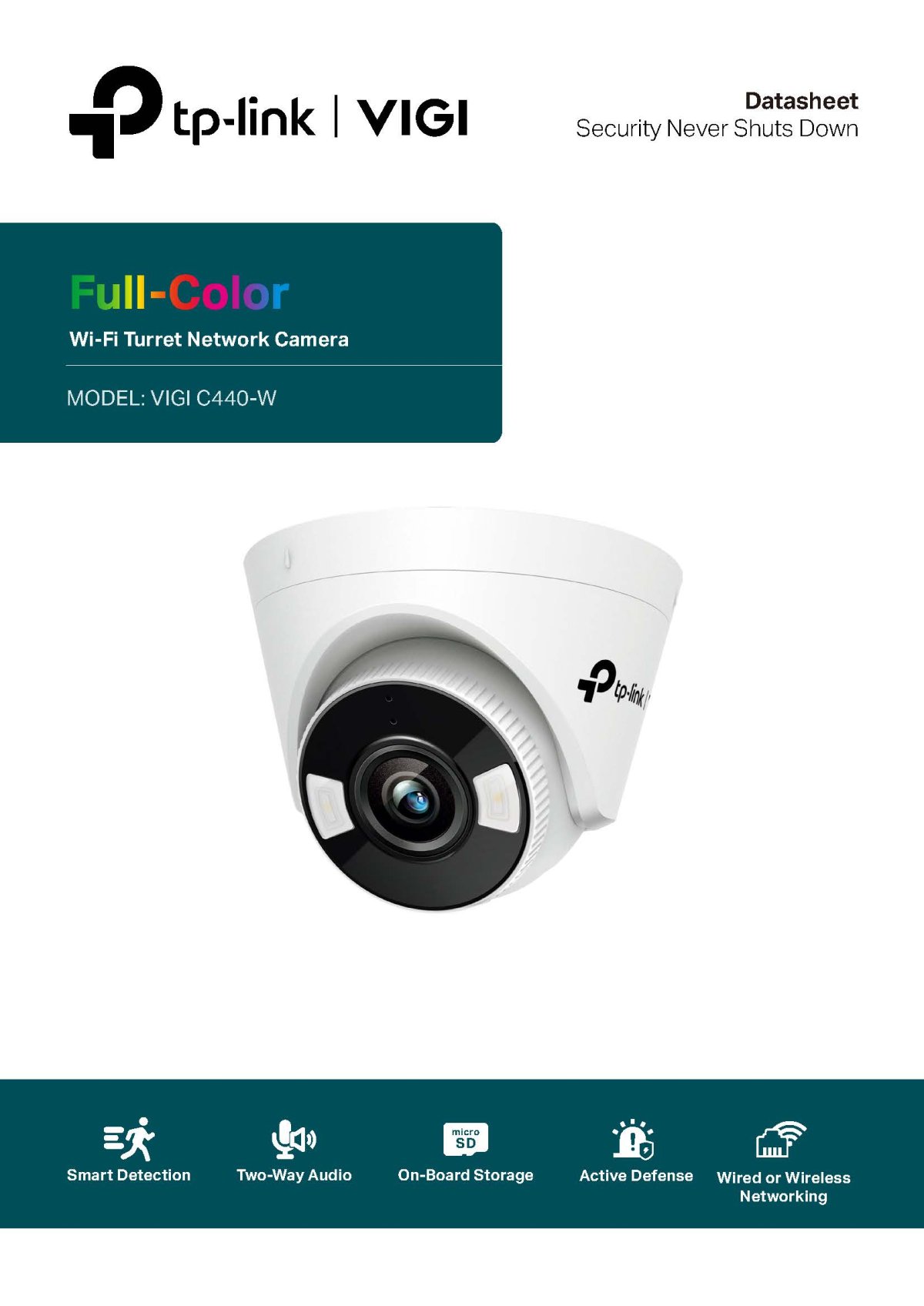 VIGI 4MP Full-Color Wi-Fi Turret Camera TP-Link VIGI C440-W - aimgroup