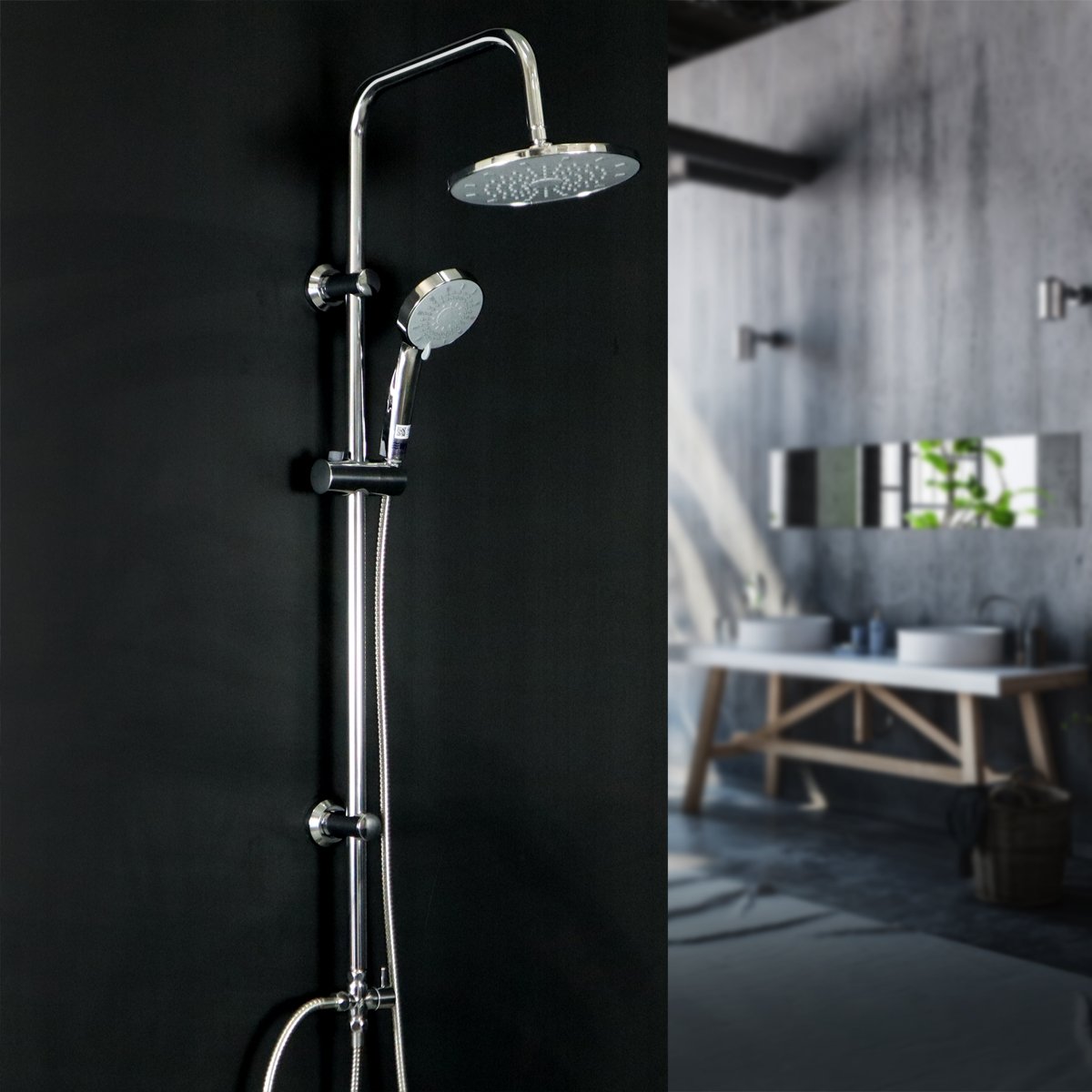 WSP-9501 RAIN SHOWER SET 5 FUNCTION CHROME - wspbath