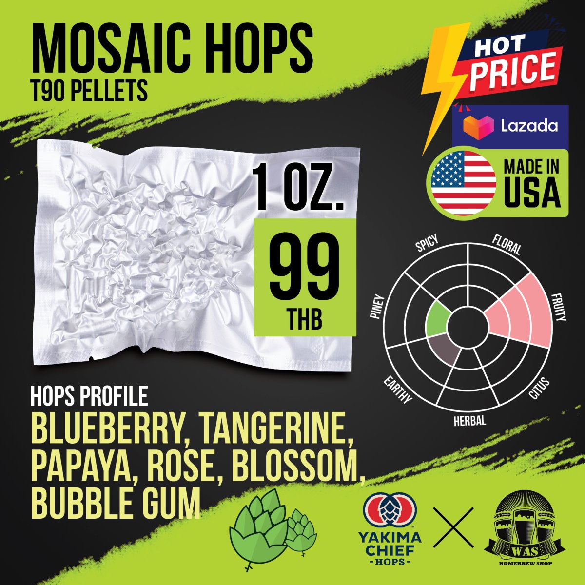 Mosaic Hop Pellet 1 Oz - washomebrew